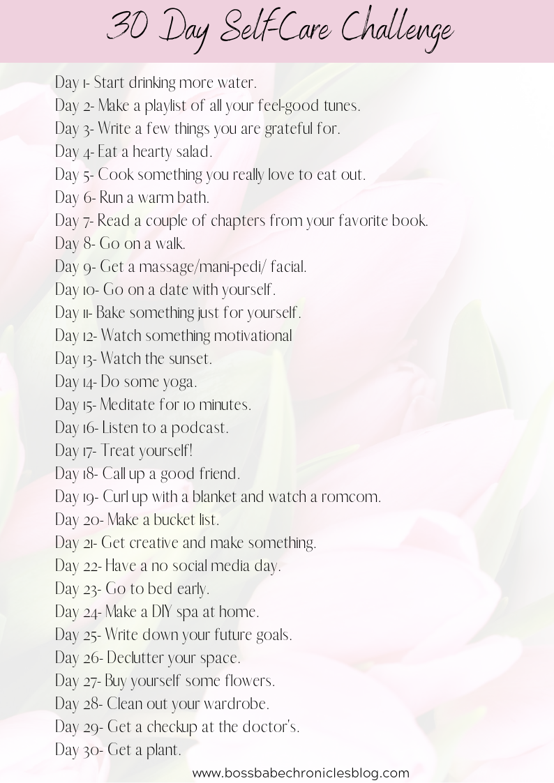 30 Days Of Self-Care Challenge - Boss Babe Chronicles