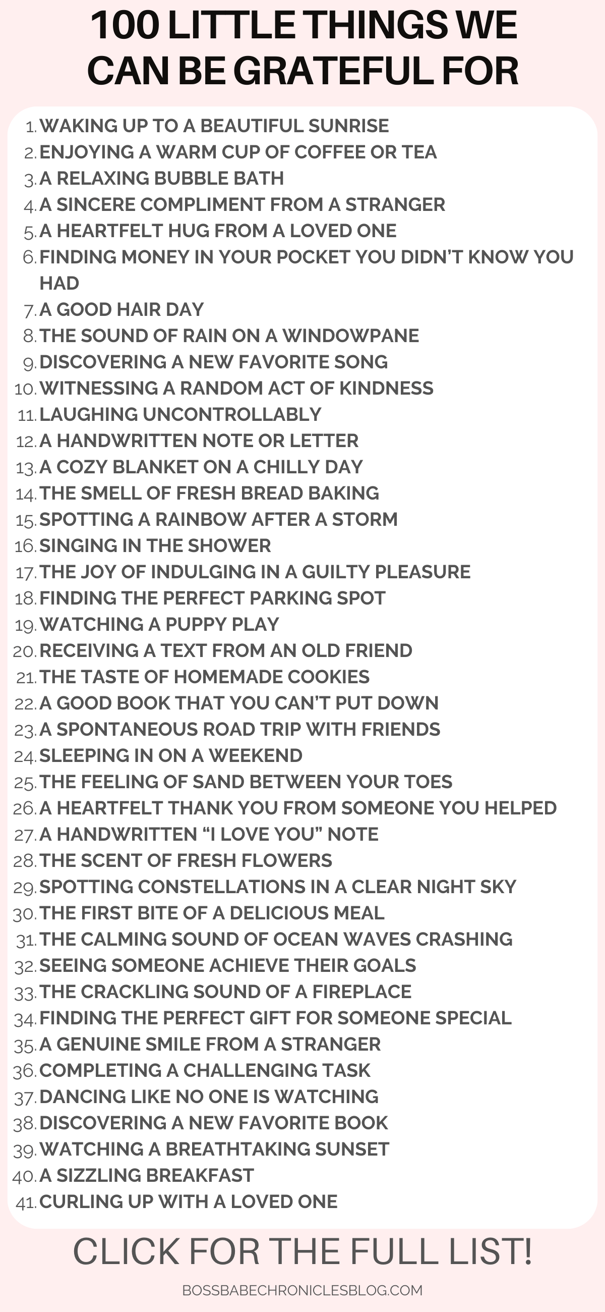 100 Little Things We Can Be Grateful For - Boss Babe Chronicles