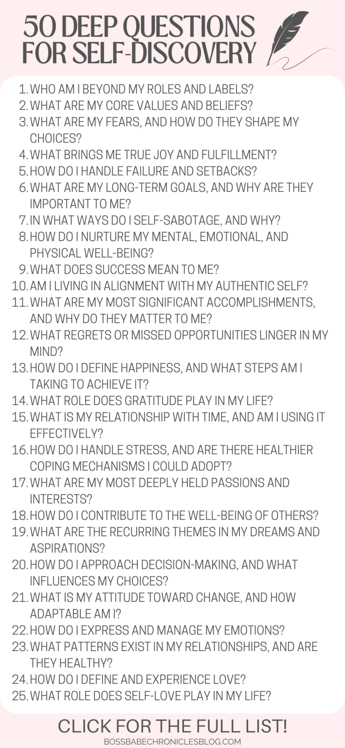 50 Deep Questions for Self-Discovery - Boss Babe Chronicles