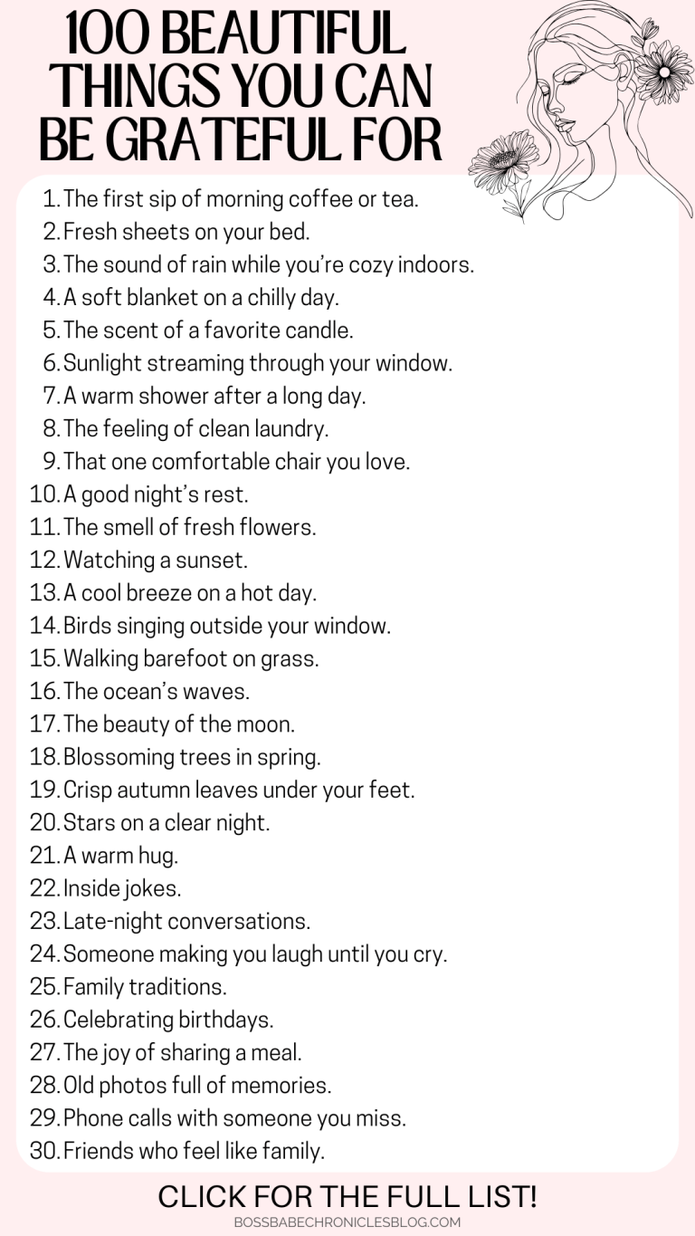 100 Beautiful Things You Can Be Thankful For - Boss Babe Chronicles
